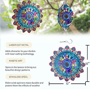 Wind Spinners for Yard and Garden 3D Metal Yard Art 360 Degree Swivel Wind Spinners Outdoor Metal Large Large Laser Cut Metal Outside Decorations for Yard Lawn Decorations Garden Decoration