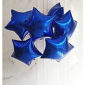 AnnoDeel 20 pcs 18inch Navy blue Star Foil Balloons, Blue Star shaped Helium Balloons Mylar Balloons for Wedding Decoration Party Balloons Birthday