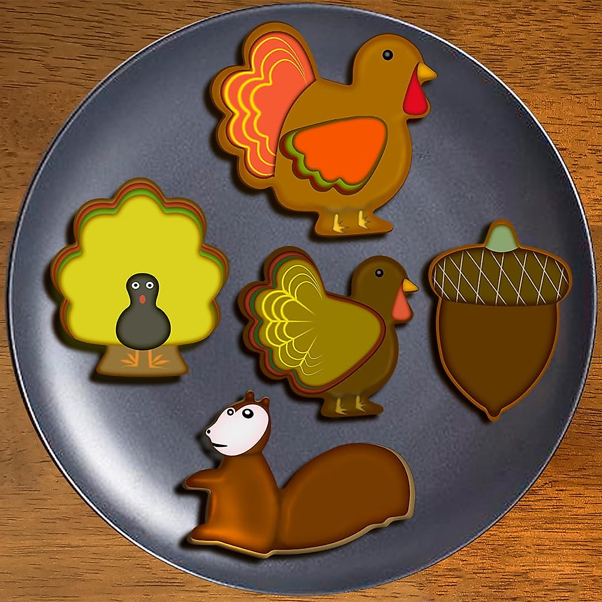 Thanksgiving Cookie Cutters Set – Pumpkin, Football, Turkey, Maple Leaf, Oak Leaf, Squirrel, Acorn - 10Pce Fall Holiday Cookie Cutters - Large Cookie Cutters for Fall Thanksgiving Party (Gift Package)