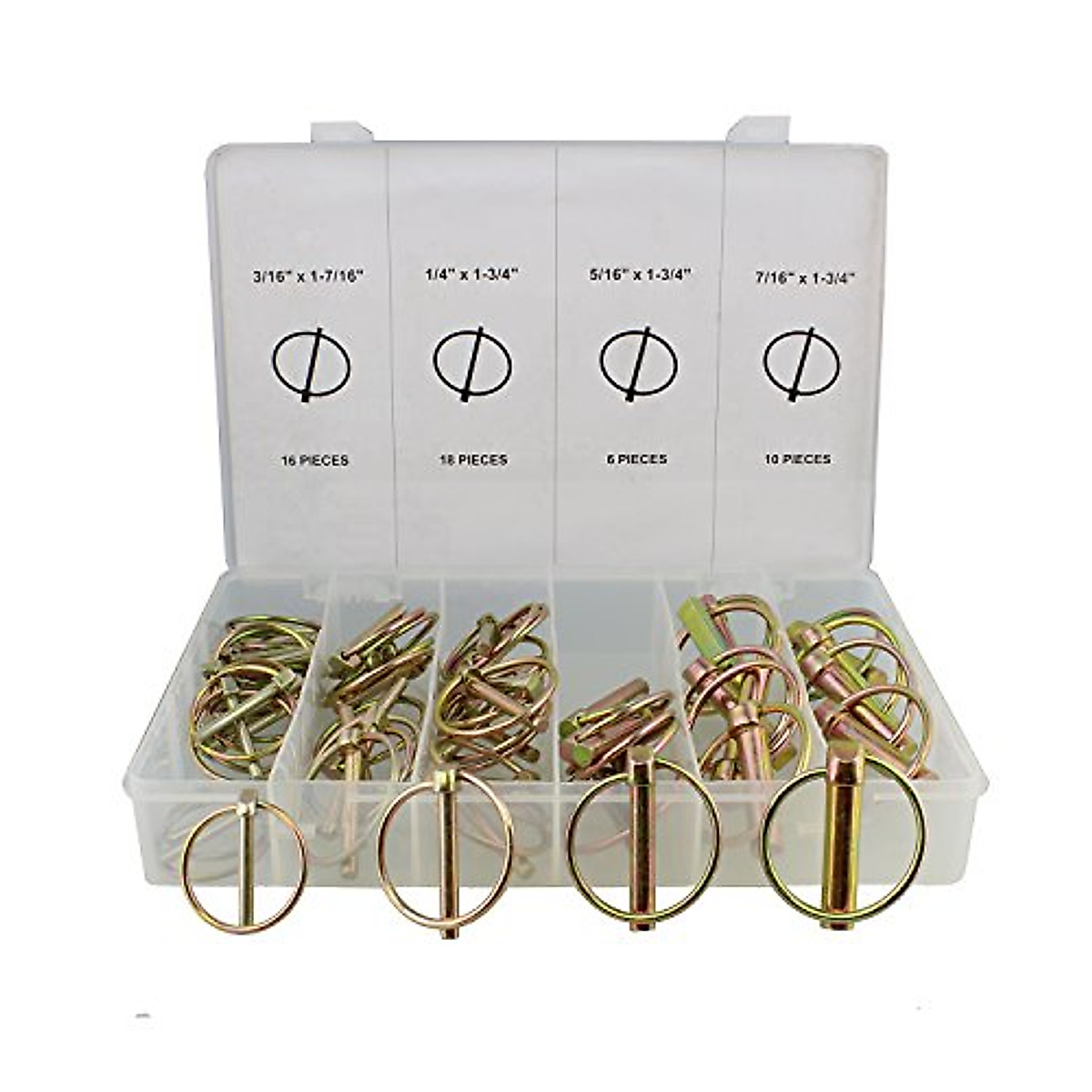 ABN Spring-Loaded Lynch Pin 50-Piece Assortment Kit – L Pin Fastener Set – Boat, Bike, Tractor L-Pins Trailer Hitch Lock