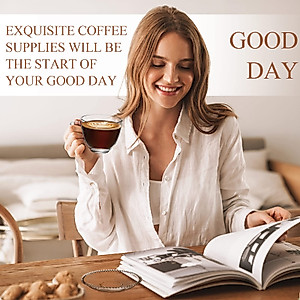 8 oz Glass Tea Cups and Saucer Set, Clear Tea Cups Set Clear Coffee Cups with Handles for Latte, Cappuccino, Mocha, Hot Chocolate, Tea, Juice, Hot or Iced Beverage, Cute Bead Design (2 Set)