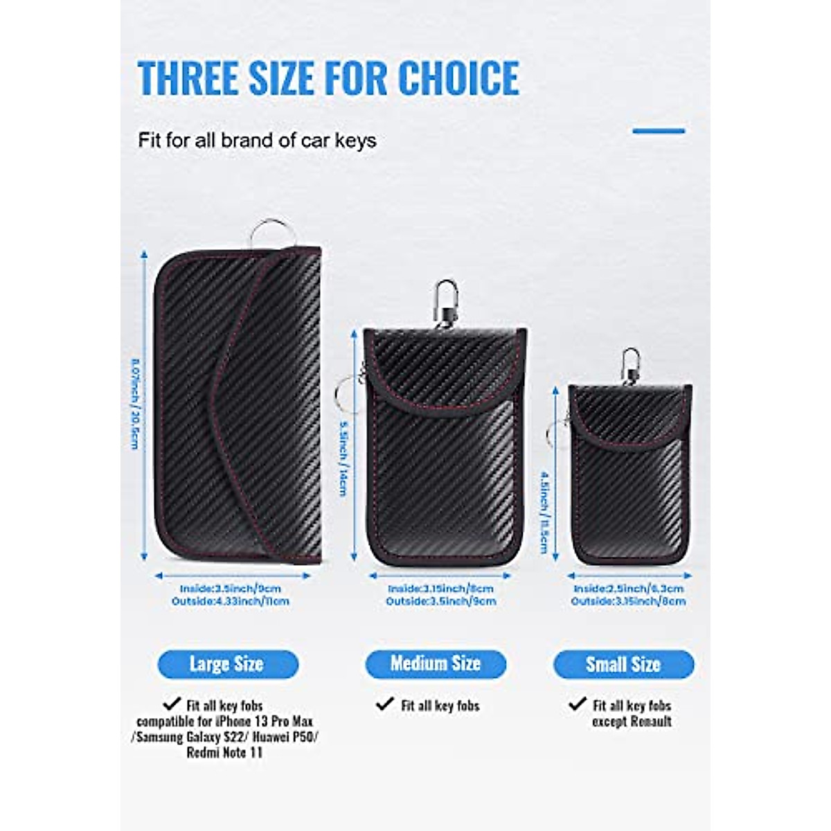 lanpard Faraday Bag for Key Fob(2 Pack), Faraday Cage Protector, Car RFID Signal Blocking Key Fob Protector, Double-Layers of Shielding Carbon Fiber Material Anti-Theft Faraday Pouch