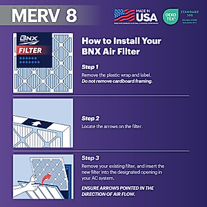 BNX TruFilter 14x24x1 Air Filter MERV 8 (6-Pack) - MADE IN USA – Dust & Pet Defense Air Conditioner HVAC AC Furnace Filters for Dust, Pet, Mold, Pollen MPR 600 – 700 & FPR 5