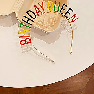 Birthday Crown Birthday Queen Birthday Sash for Women Birthday Headband Happy Birthday Queen Crown for Girls & Woman Fall Birthday Girl Tiara Headband Colorful