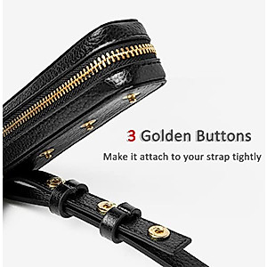 ZVE Detachable Leather Zipper Small Purse Pouch Bag Carrying Coins Keys for Women Men - Black