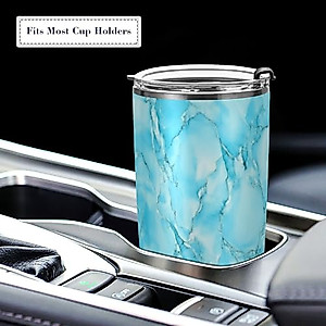 Blue-green Irregular Marble Texture Stainless Steel insulated water bottle with straw with Lid and Straw coffee mug for men for Home, Office or Car portable tumblers with lids and straws vaso