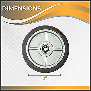 HaulPro Hand Truck Wheels -Set of 2- Flat-Free Dolly Wheels Replacement - Heavy Duty 8 x 2 inch Rubber Dolly Tires - 350 lb. Capacity - Semi-Precision Bearings - Ideal for Hand Truck, Utility Cart