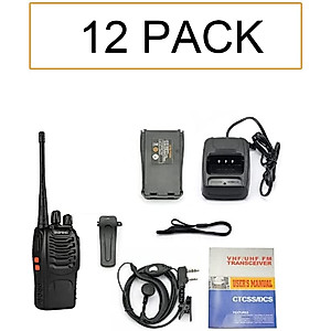 Baofeng Bf-888S Walkie Talkies for Adults Long Range Handheld Two-Way Radios Rechargeable with Earpiece Mic for Team, School, Hunting, Skiing(12Pack)