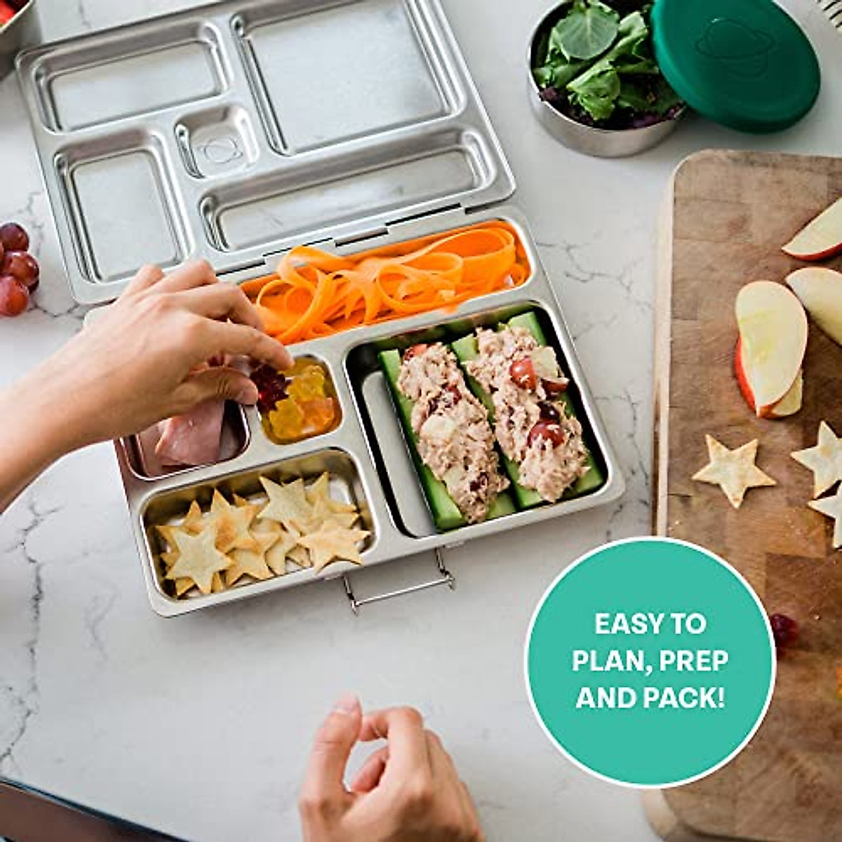 PlanetBox ROVER Classic Stainless Steel Bento Lunch Box with 5 Compartments (P5000N)