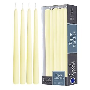 12 Pack Tall Taper Candles - 14 Inch Ivory Dripless, Unscented Dinner Candle - Paraffin Wax with Cotton Wicks - 12 Hour Burn Time