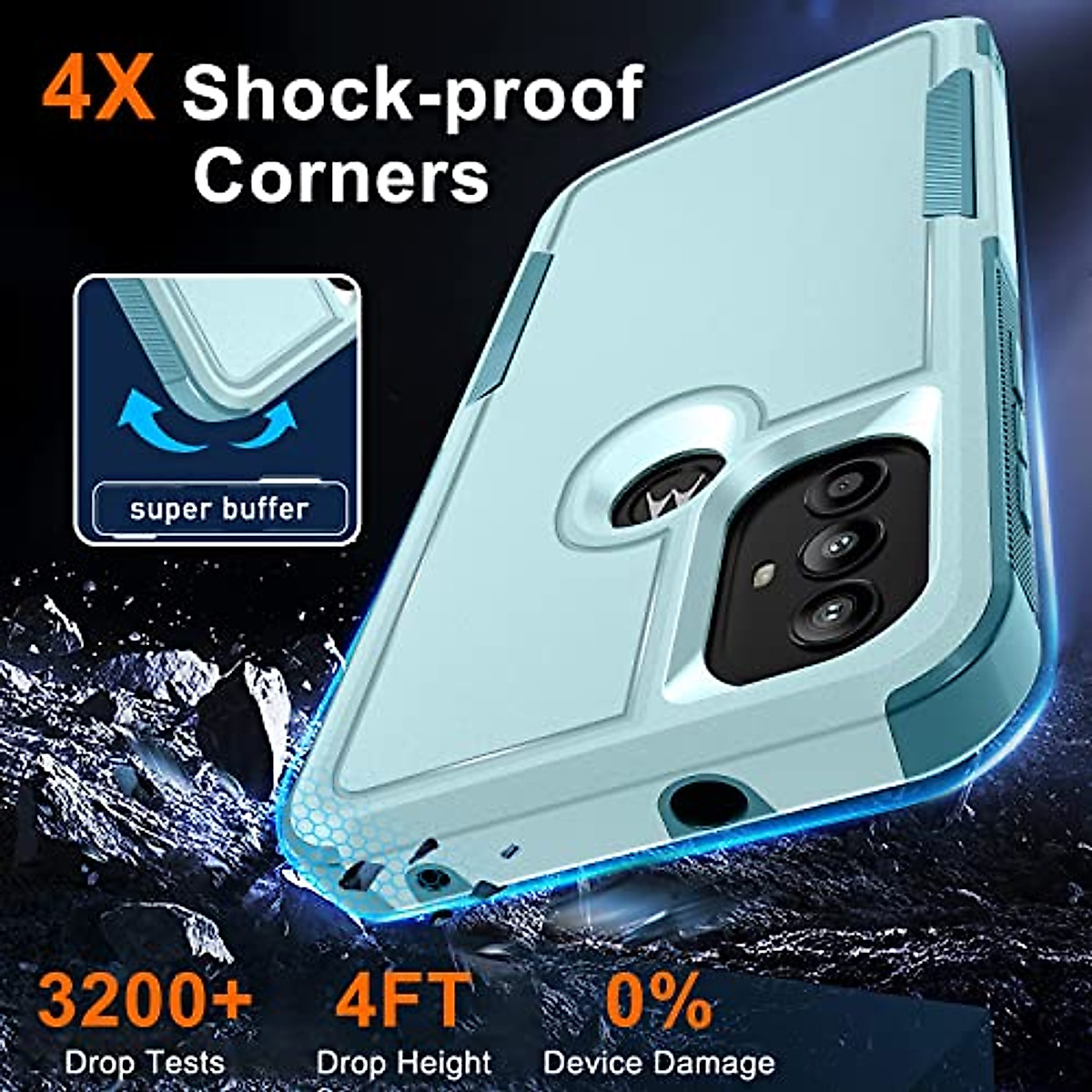 for Motorola Moto G Play 2023, Moto G Pure, Moto G Power 2022 Case with Tempered Glass Screen Protector, 2-in-1 Full Body Heavy Duty Rugged Shockproof Protective Phone Cover, Mint Green