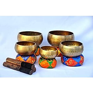 Set of 5 Hand Hammered Singing bowls-tibetan singing bowl-meditation bowls, Healing bowls