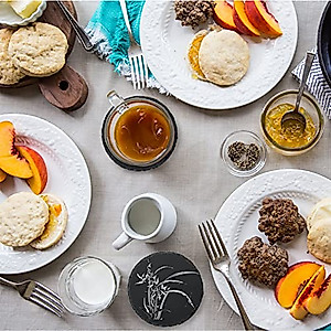 12 Pcs 4 Inch Round Slate Coasters, Drink Coasters, Handmade Rustic Stone Rock Coasters with Anti-Scratch Bottom for Cups Mugs Bar Kitchen Home Decor DIY Project, Natural Edge, Black