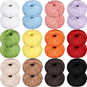 Timgle 24 Skeins Cotton Yarn, Yarn for Beginners, Crocheting and Knitting with Easy to See Stitches Cotton Yarn,Fingering Weight Yarn for Crochet and Knitting, Per Skein 1.76 Oz/164 Yards
