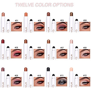 Timipoo Cream eye shadow stick, eye shadow pen, matte and shimmer eye makeup stick, long-lasting waterproof eye shadow fluorescent stick makeup (12#)