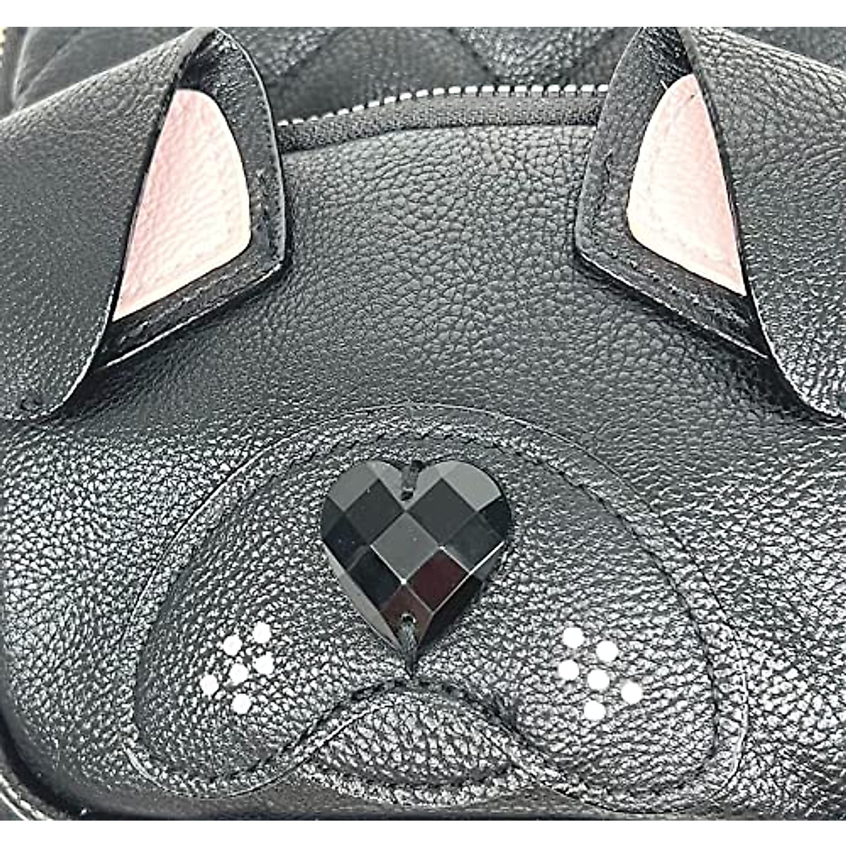 Betsey Johnson Mini Dog Puppy Backpack Black with Heart Jewel Nose Bulldog Great Gift Idea Women's Fashion Bag Tote Handbag Purse