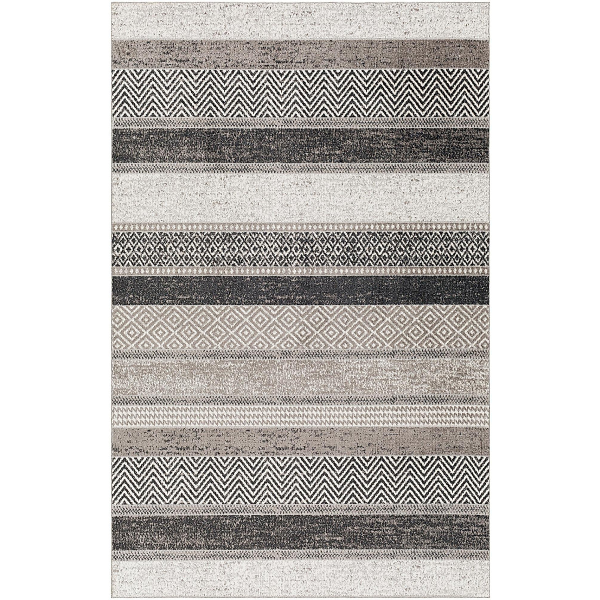 Mark&Day Washable Rugs, 8x10 Sandborn Modern Medium Gray Area Rug, Black Grey Beige Carpet for Living Room, Bedroom or Kitchen (7'10" x 10', Machine Washable)