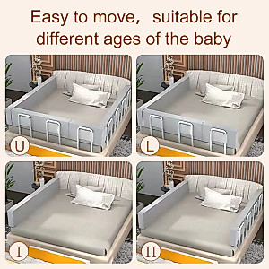 OCBAiLi Bed Rail for Toddlers, Upgrade Reinforced Bed Rail Guard, Toddler Bed Rail, Baby Bed Rail Guard for Adults, Kids, Twin Bed, for Thick Mattress, Metal Bracket, Prevent Falling (Gray, 2 Packs)