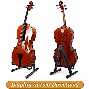 Mallez Cello Stand, Folding A-Frame Cello Support Holder with Non-Slip Rubber Soft Foam Arms for Violin 1/8-4/4 Cellos Guitar Electric Bass