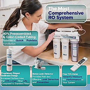 NU Aqua 6-Stage Alkaline Under Sink Reverse Osmosis Water Filter System - Booster Pump - 100 GPD RO Filtration w/Faucet & Tank - Remineralization - 100GPD Undersink - Home & Kitchen Drinking Purifier