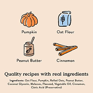 Bocce's Bakery Pumpk'n Spice Treats for Dogs, Wheat-Free Everyday Dog Treats, Made with Real Ingredients, Baked in The USA, All-Natural Soft & Chewy Cookies, Pumpkin, Peanut Butter, & Cinnamon, 6 oz