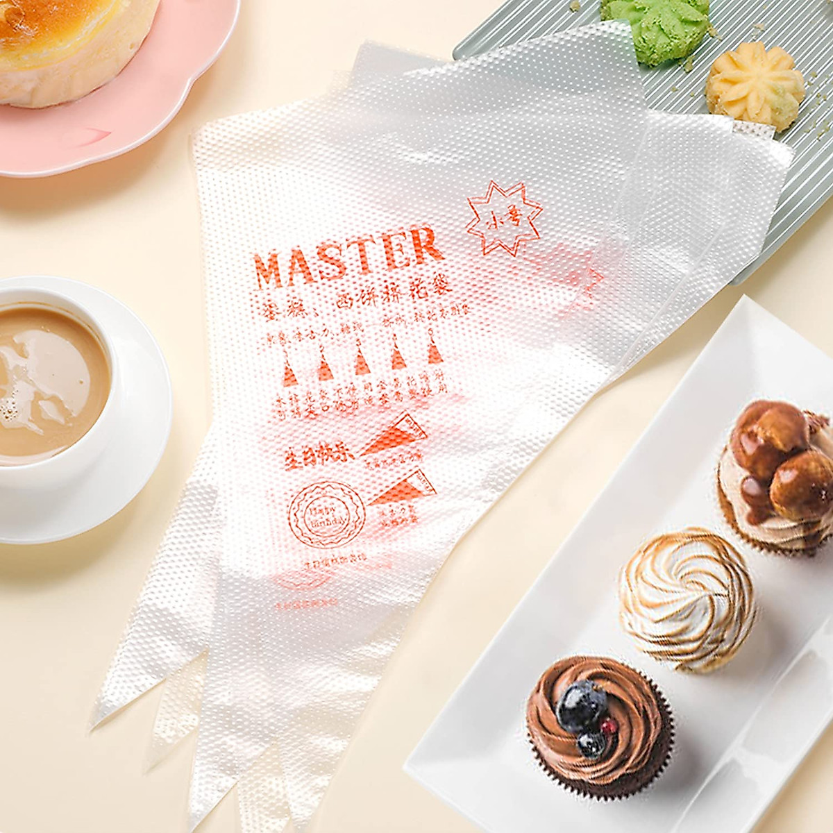 LABOTA 200 Piece Disposable Cream Pastry Bags 10inch Piping Bags for Cake Decoration and Desserts