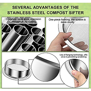 Garden Sieve Sifting Soil Sifter - 9.5in Composts Sifter,Garden Sifter Pans Sifting Pan Contain 5 Models Soil Sieve Hole Dirt Strainer,Rock Sifter Dirt Sifter for Sifting Screen,Peat Moss and More.
