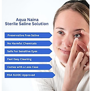 Aqua Naina (12 x 4Fl Oz) - Preservative Free Sterile Saline Solution - Unisol 4 Replacement - for Rinsing Soft and Hard Contact Lenses