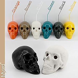 Myard Glaze Enamel Ceramic Fireproof Fire Skull Log for Gas or Wood Fireplace Fire Pit Campfire Bonfire Halloween Horror Decor (Qty 1, Brown)