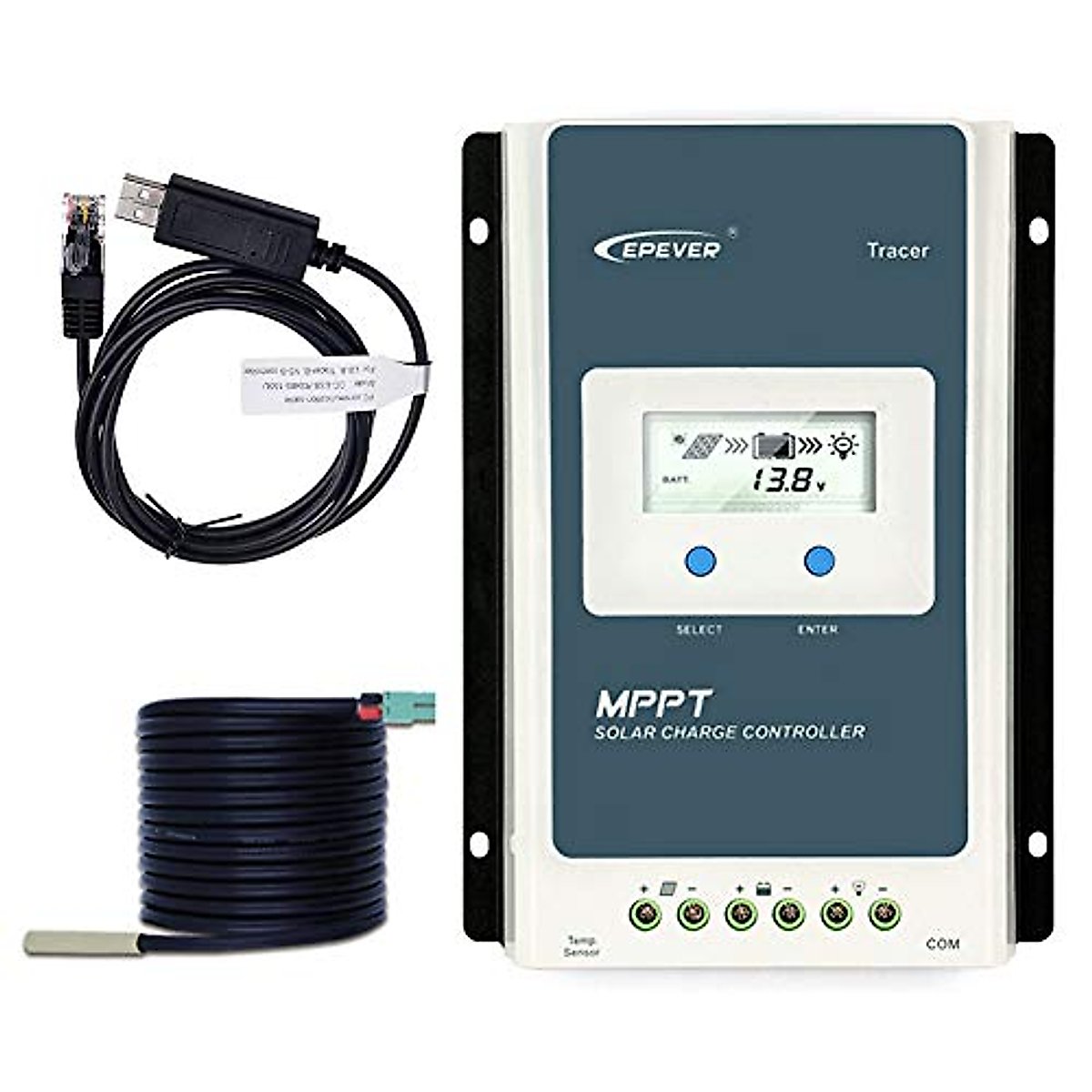 EPEVER MPPT 30A Solar Charge Controller, 30 Amp Solar Charge Regulator Mppt 12V/24V Auto Max 100V Input Negative Grounded Controller with LCD Display for Gel Sealed Flooded Lithium Battery Charging