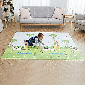Teamson Kids Fantasy Fields - Safari Animal and Garden Insects Baby Crawling Play Mat -Blue/White