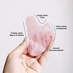 ROSELYNBOUTIQUE Gua Sha Facial Tools Natural Quartz Healing Crystal - Face Massager Guasha Skin Care Tool for Men Women (Rose Quartz)