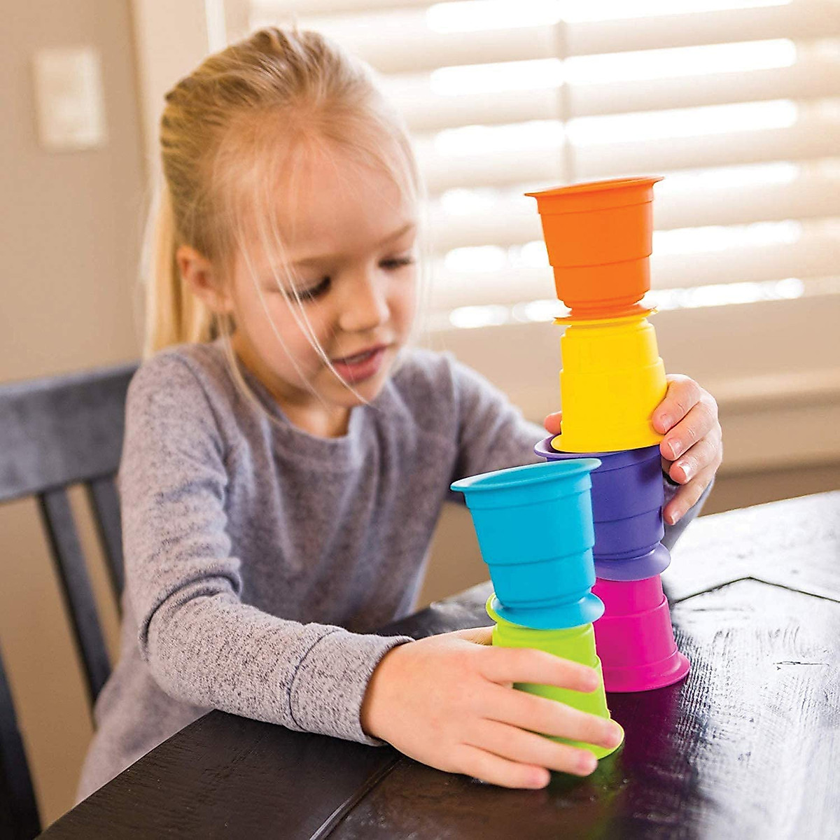 Fat Brain Toys Pipsquigz Whirly-Squigz Suction-Kupz Set - 12 Piece Early Learner Toys - 6 Suction Kupz Stacking Toys, 3 PipSquigz, 3 Whirly Squigz Spinners in Zippered Storage Case - BPA-Free Silicone