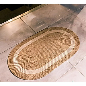 Tly Home-Beige Striped-Jute Door mat Rug -Jute Mats 19.6 x 31.50 Inches -Naturel Mats-Patterned Door Front-Bath Mat-Rug Mats Natural-Balcony mats-Gift- Houseware-Home Decore-Natural Welcome Doormat