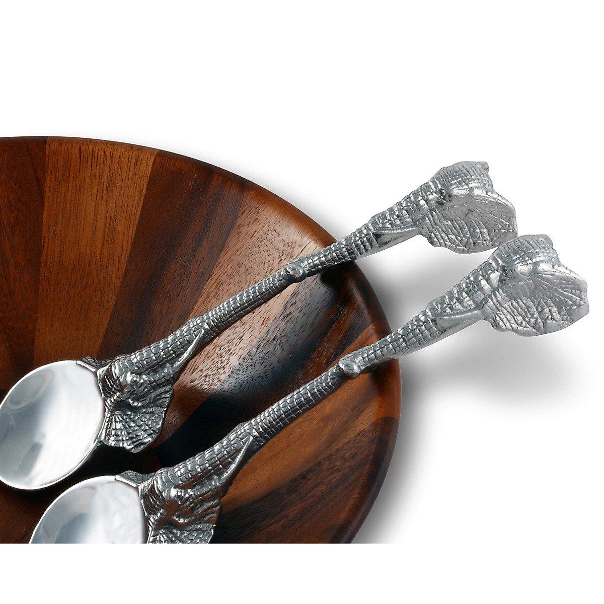 Arthur Court Designs Aluminum Elephant Figural Salad Serving Spoon and Salad Serving Fork, Salad Servers Set 11 inch Long