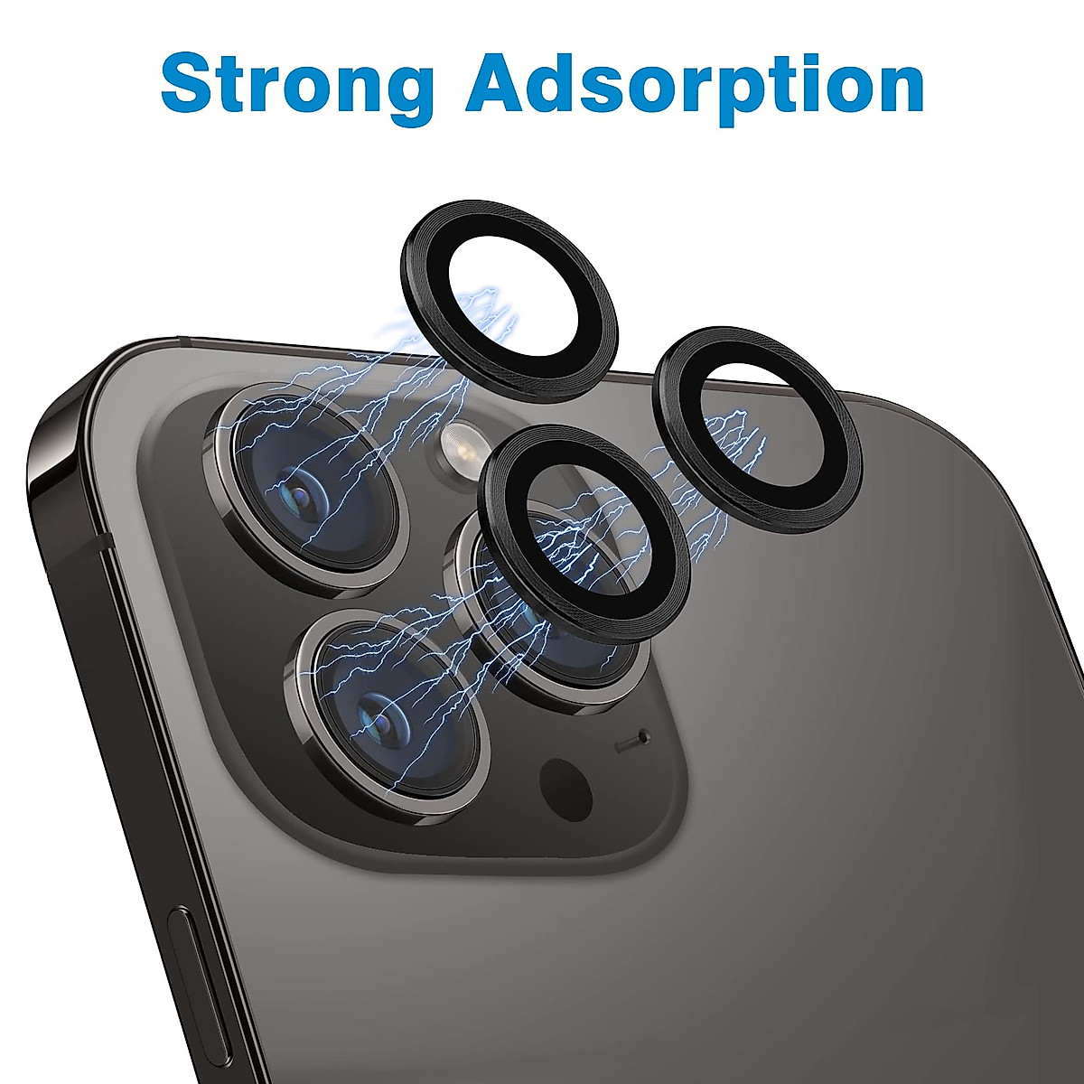 Hsefo Compatible with iPhone 14 Pro / 14 Pro Max Camera Lens Protector, Anti-Scratch Lens Cover 9H Tempered Glass Metal Camera Screen Protector Shockproof Camera Ring - 3 Pcs Black