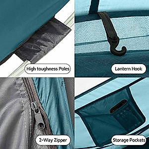 4-5Person Easy Pop Up Tent,9.5’X6.8’X49'',Automatic Setup,Waterproof, 2 Doors-Instant Family Tents for Camping, Hiking & Traveling (Green)