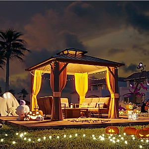 YOLENY 10' x 10' Gazebo, Hardtop Gazebo with Aluminum Frame, Double Galvanized Steel Roof, Curtains and Netting Included, Metal Gazebos Pergolas for Patios, Garden, Lawns, Parties