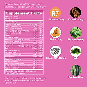 UpNourish Hair Growth Vitamins for Women - Proven Hair Supplement with KERANAT, DHT Blocker PHYTOPIN, Biotin 5000 mcg & SOD, Hair Vitamins for Faster Hair Growth, Hair Loss & Thinning Hair - 90 ct