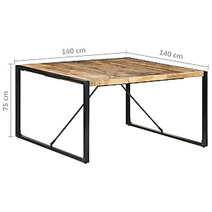 YUHI-HQYD Dining Table,Conference Table,Coffe Table,Rectangle Tea Table,Assembly Required,Perfectly in Living Room, Den, Office Room, and Family Room, 55.1"x55.1"x29.5" Rough Mango Wood