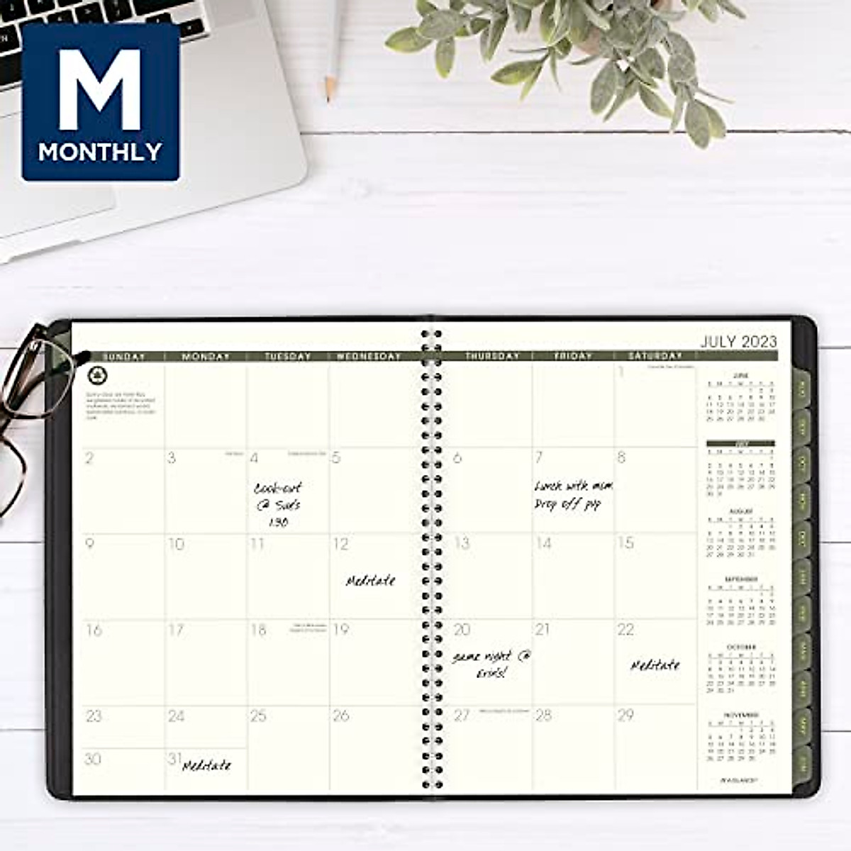 AT-A-GLANCE 2023-2024 Planner, Weekly & Monthly Academic Appointment Book, 8-1/4" x 11", Large, Recycled, Black (70957G05)