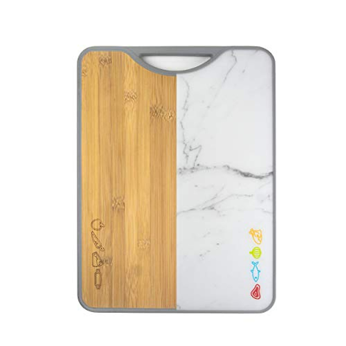 Double-sided Bamboo Poly Cutting Board | No Cross-Contamination | HAND WASH ONLY - Easy to Clean | BPA Free Medium