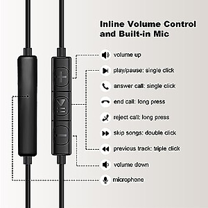 Hmusic Sports Earbuds Wired with Microphone, 3.5 mm Plug Metal Shell Earplugs in-Ear Headphones with Over Ear Hook Earphones for Sports, Running, Workout, Exercising, Gym