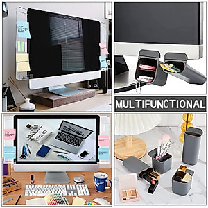 Barelove 2 Pack Monitor Memo Board Left/Right + 3 Pen Containers Storage+ Sticky Notes, Computer Sticky Note Holder Computer Screen Desktop Organizer Accessories for Office Desk Students