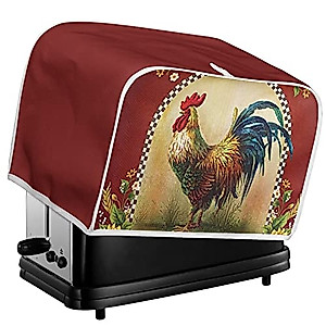 ZFRXIGN Chicken 4 Slice Toaster Cover for Home Kitchen Decor Accessories Rooster Toaster Oven Cover Washable Small Appliance Covers with Top Handle Red
