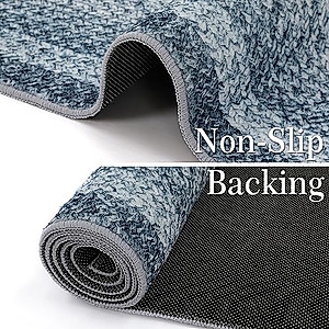 GlowSol Geometric Area Rug 5x7 for Living Room Bedroom Blue Bordered Rug Soft Boho Area Rug Soft Low Pile Rug Modern Indoor Carpet for Dorm Nursery Kids Room Home Decor