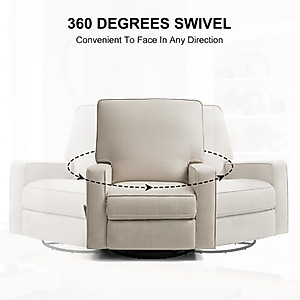 THLAND Swivel Rocker Recliner Chair, Nursery Glider Chair, Manual Modern Comfy Sofa Chair for Living Room, Bedroom(Beige)
