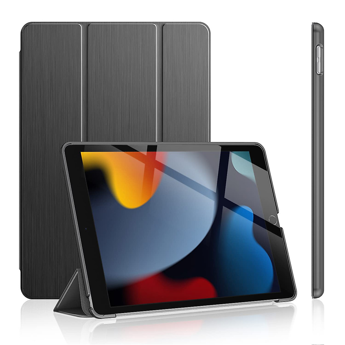 Soke Case for iPad 9th/8th/7th Generation 2021/2020/2019, [Slim Trifold Stand + Auto Wake/Sleep], Premium Protective Hard PC Back Cover for Apple iPad 10.2 Inch (Dark Grey)