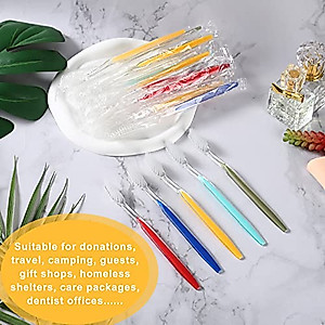 Homvle 200 Packs Disposable Toothbrushes Individually Wrapped, Medium Soft Bristle Travel Toothbrushes Bulk for Adults/Kids Hotel Toiletries, 5 Colors.