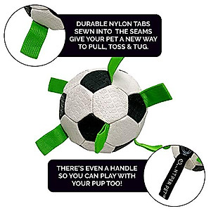 Hyper Pet The Original Quality Grab Tabs Dog Soccer Ball & Dog Football (Indoor-Outdoor Interactive Dog Toy Dog Balls with Easy Grab Tabs) Fun Dog Tug Toy and Dog Ball - 5"